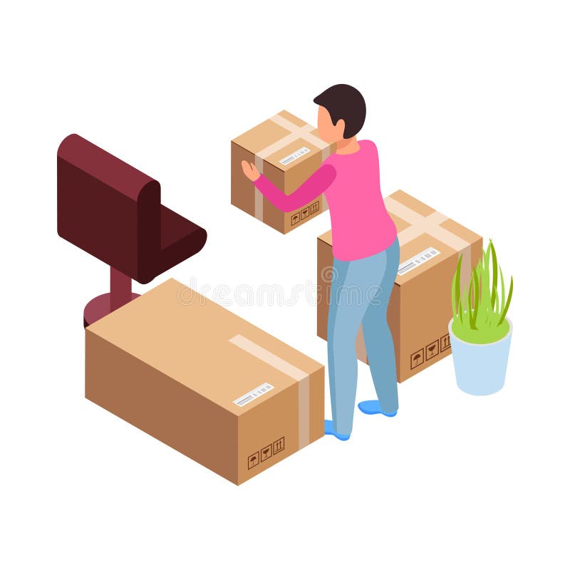 Isometric Relocation Icon stock vector. Illustration of house - 241481234
