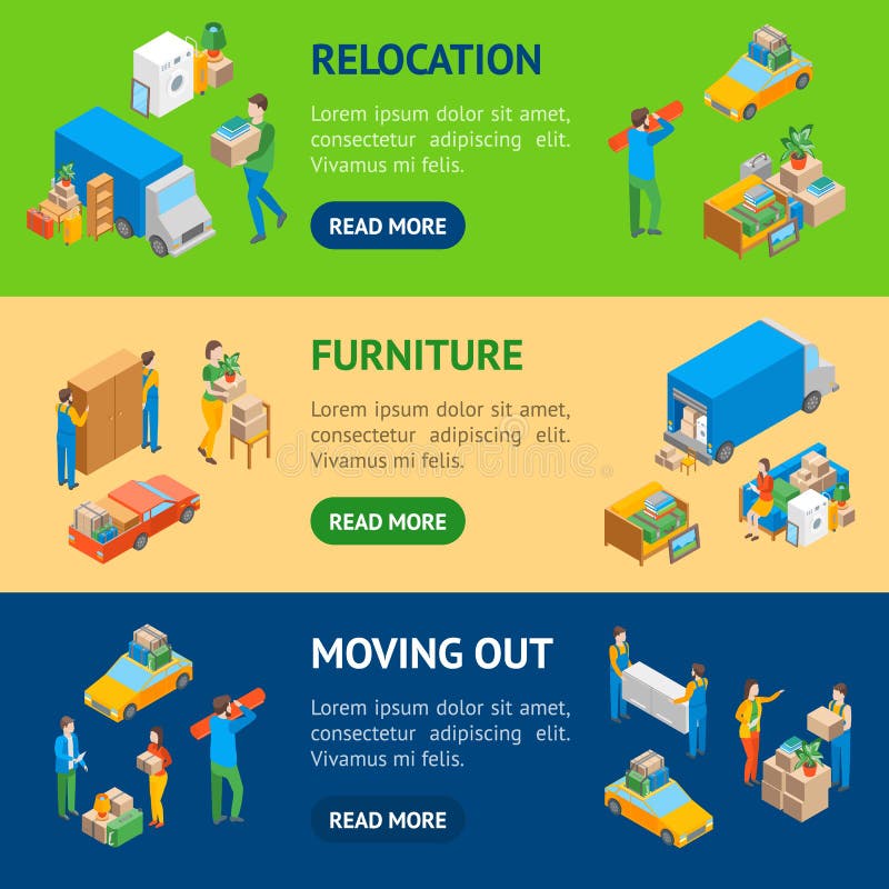 Relocation Service 3d Seamless Pattern Background Isometric View ...