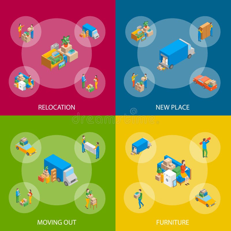 Relocation Service 3d Seamless Pattern Background Isometric View ...