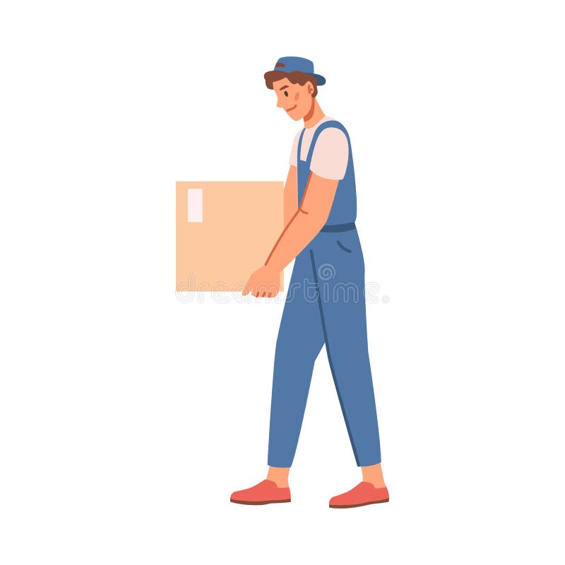 Man Moving Carton Box in Hands Stock Vector - Illustration of gift ...