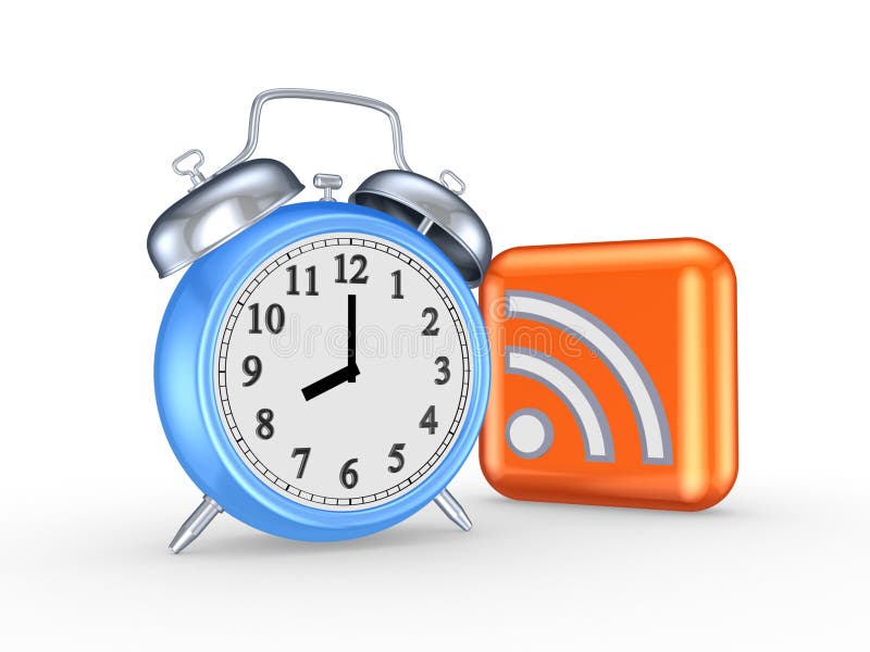 Reloj Azul Y Símbolo Del RSS. Imagen de archivo - Imagen de exactitud ...
