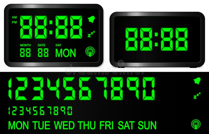 Alfabeto De Alarma Digital. Electrónica Mira Las Letras Números De ...
