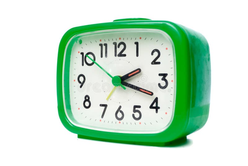 Reloj De Alarma Verde Aislado En El Fondo Blanco 3D Foto de archivo ...