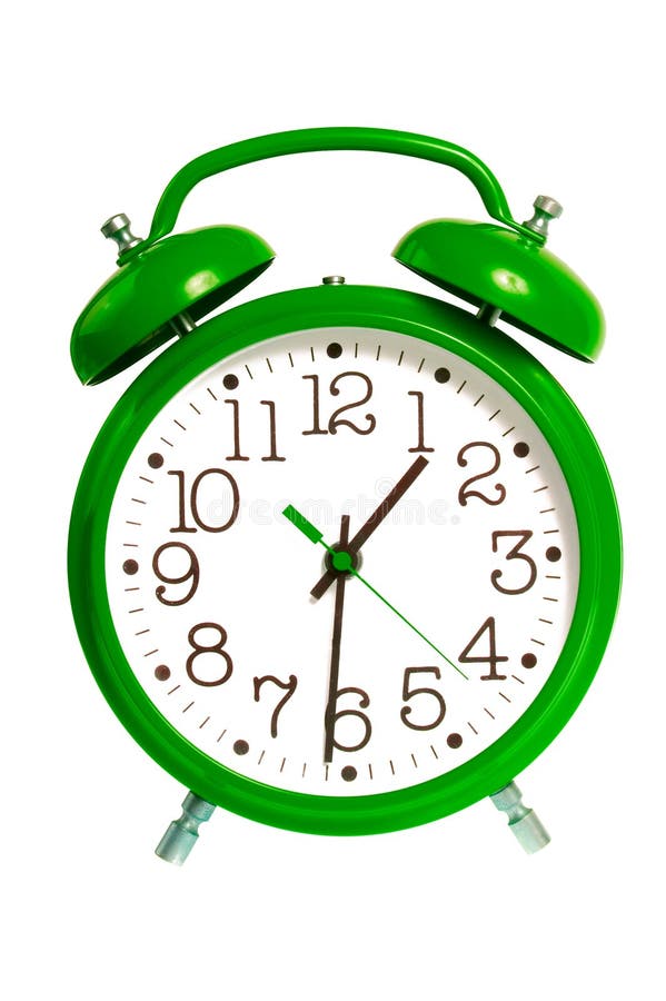 Reloj De Alarma Verde Aislado Imagen de archivo - Imagen de objeto ...