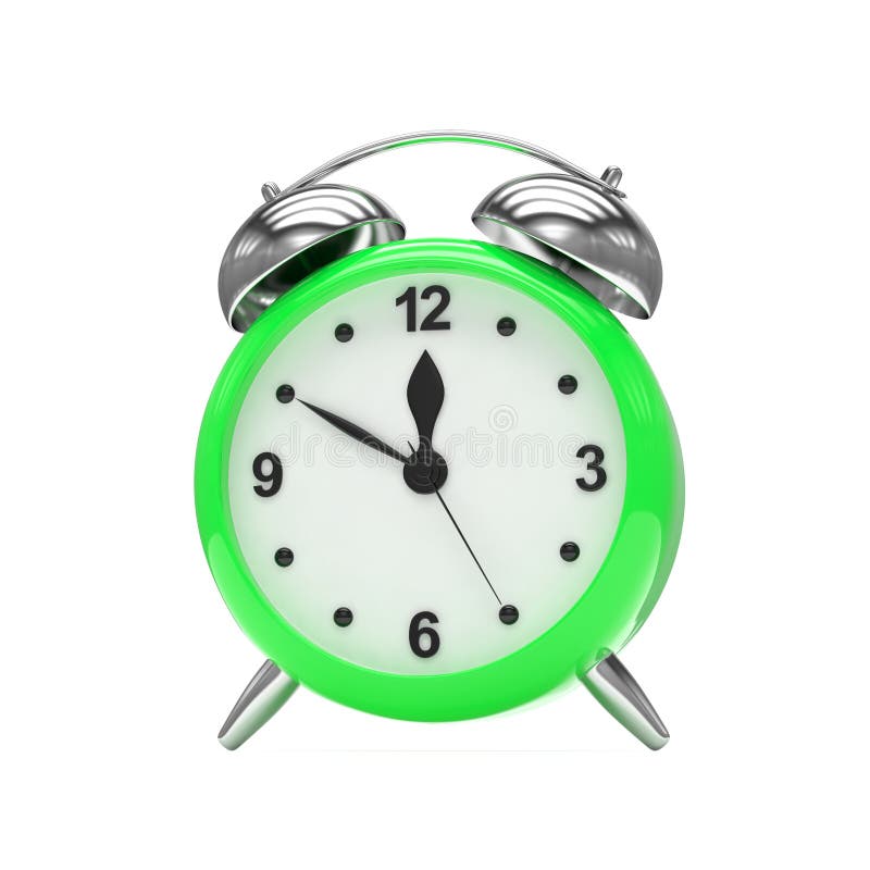 Reloj De Alarma Verde En Blanco Imagen de archivo - Imagen de fondo ...