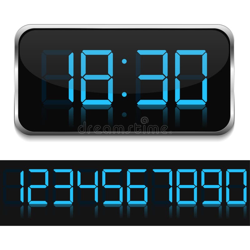 Fuente Digital. Letras De Reloj De Alarma Y Alfabeto Vector De Números ...