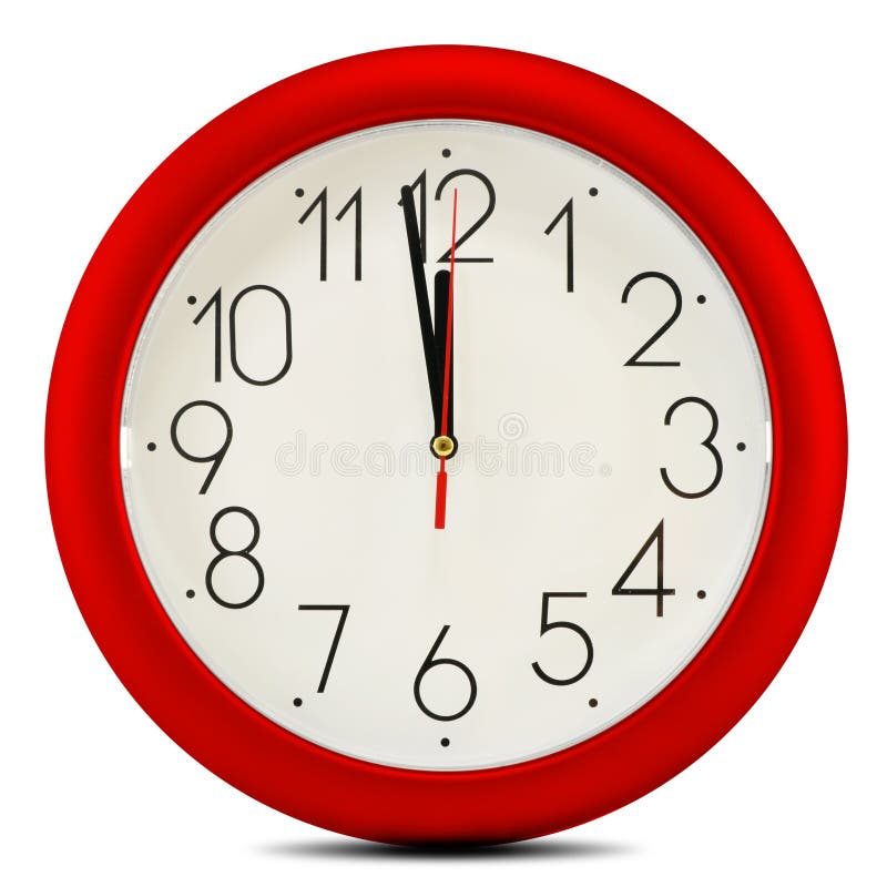 Las Doce En El Reloj Grande De La Pared Aislado Imagen de archivo ...