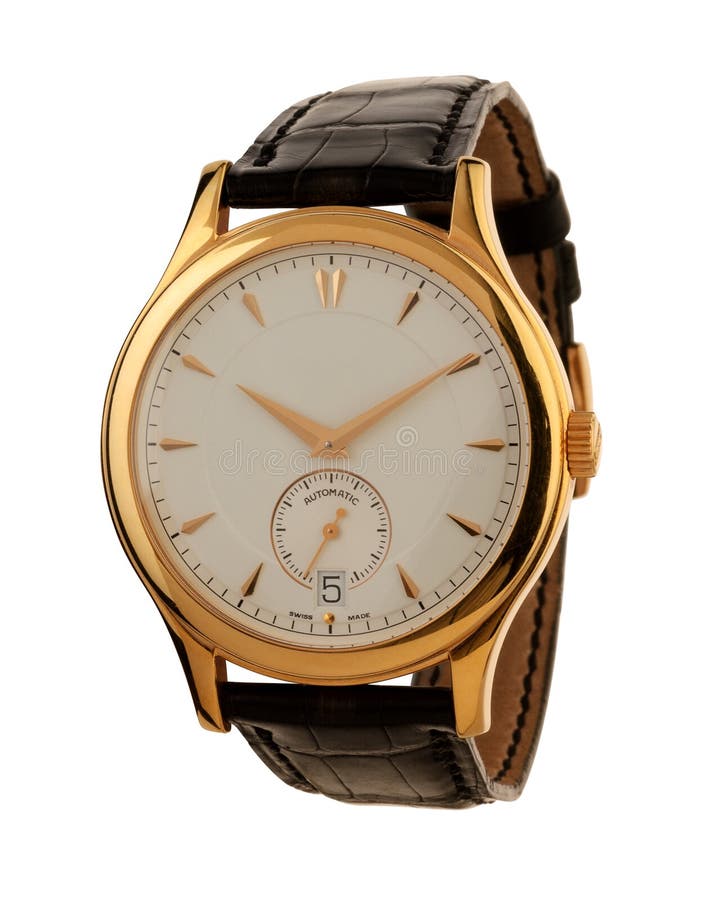 Reloj Del Oro De Los Hombres Aislado Foto de archivo - Imagen de ...