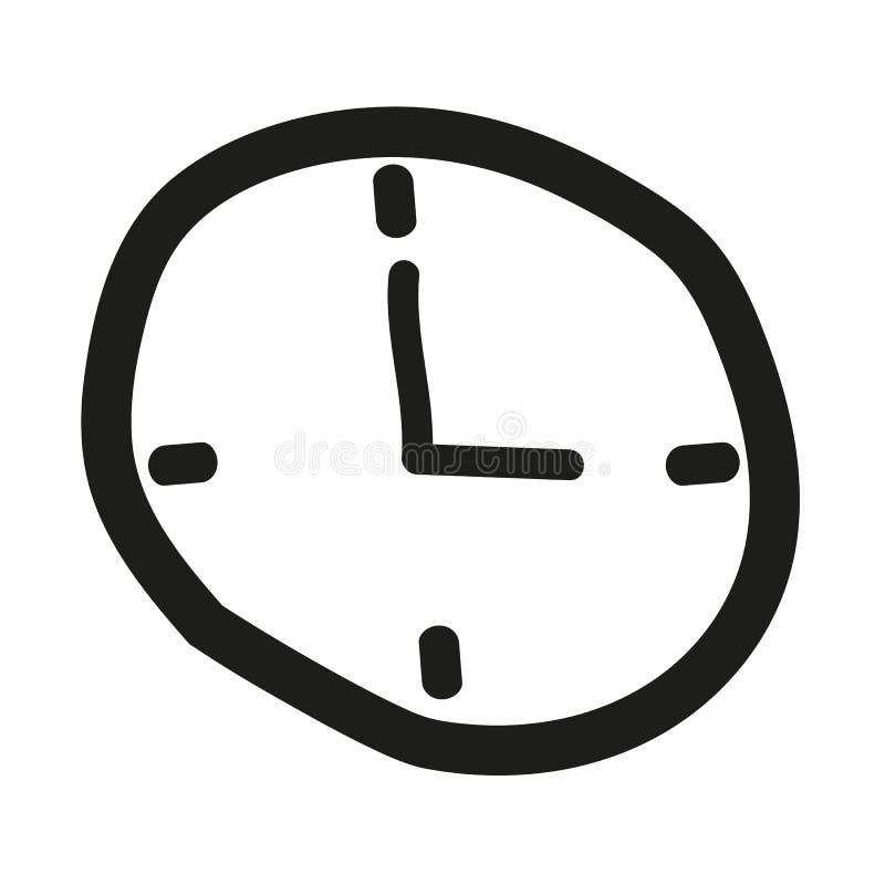 Reloj dibujado mano ilustración del vector. Ilustración de redondeado ...