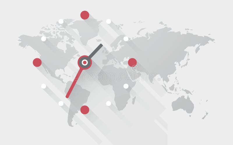 Reloj en el mapa del mundo stock de ilustración. Ilustración de ...