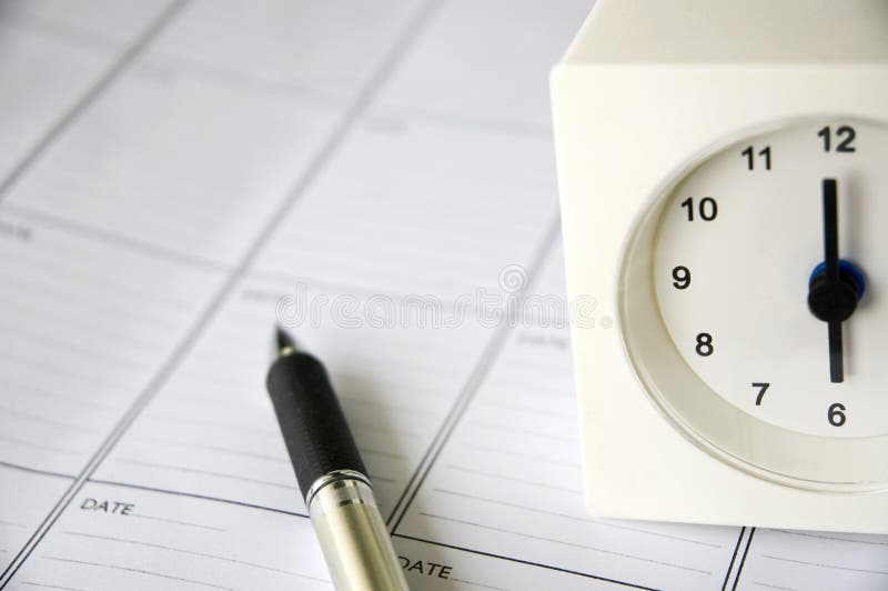 Reloj En Planificador Del Horario Imagen de archivo - Imagen de libro ...