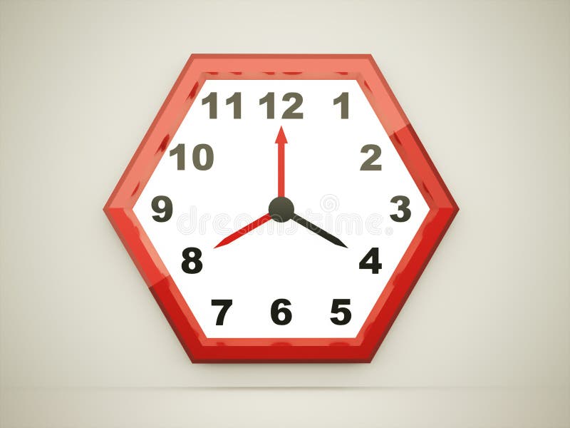Reloj hexagonal rojo stock de ilustración. Ilustración de negro - 41324071