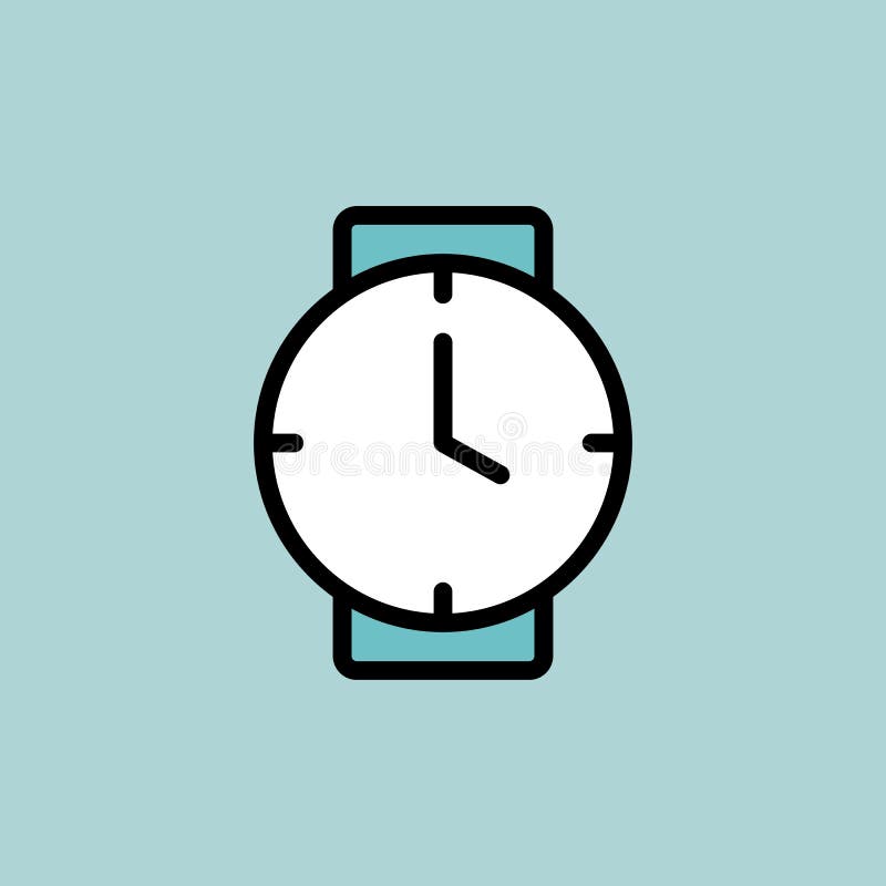 Reloj, Reloj, Icono En Fondo Azul Stock de ilustración - Ilustración de ...