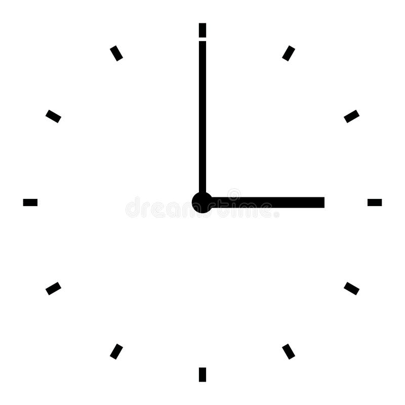Reloj a las tres ilustración del vector. Ilustración de hora - 282808965