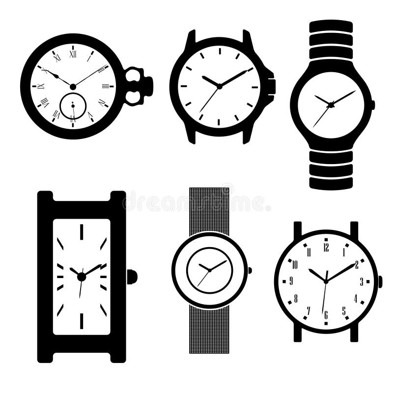 Reloj negro del vector ilustración del vector. Ilustración de hora ...