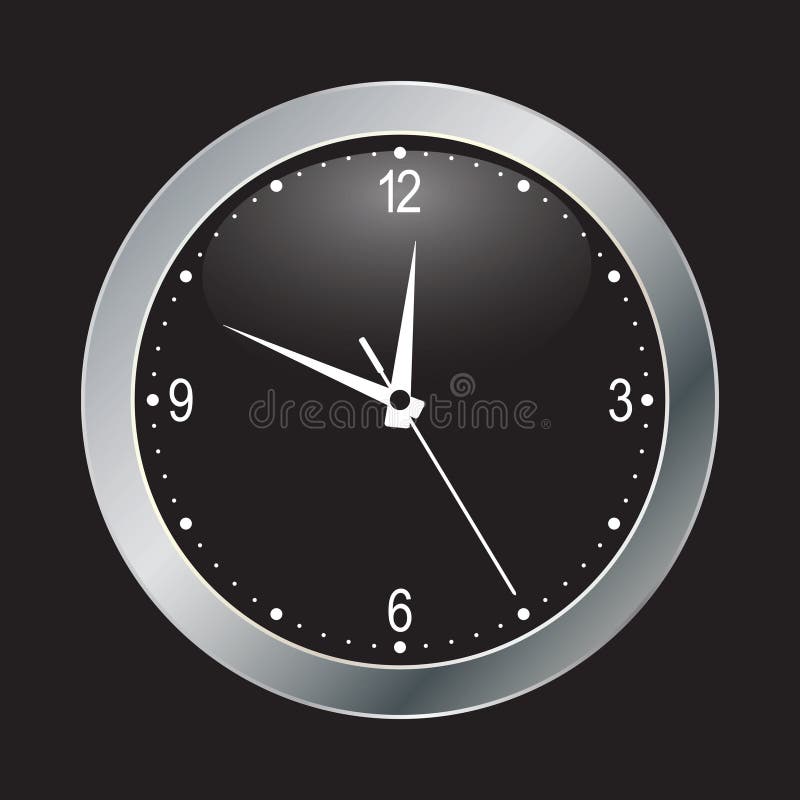 Reloj negro en fondo negro ilustración del vector. Ilustración de ...