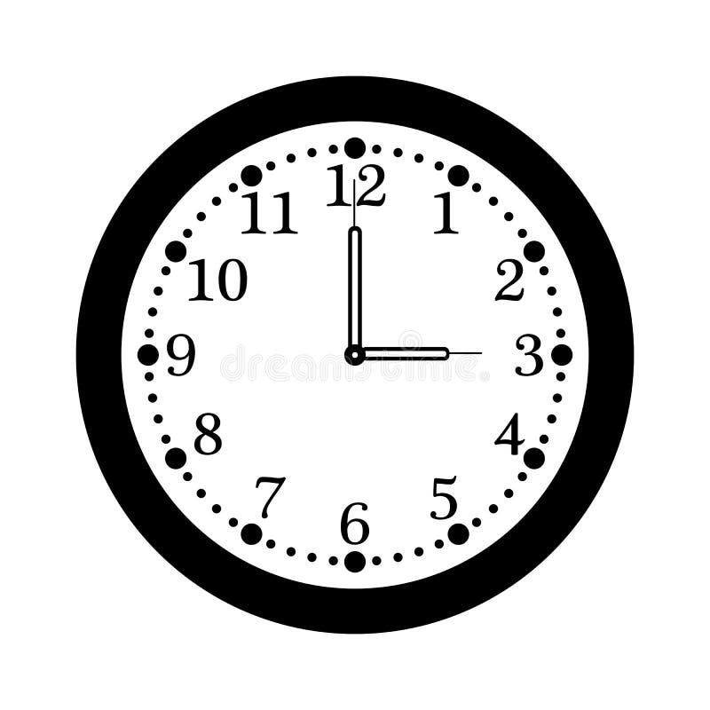 Reloj Plano De La Oficina Del Vector Con Números Ilustración del Vector ...