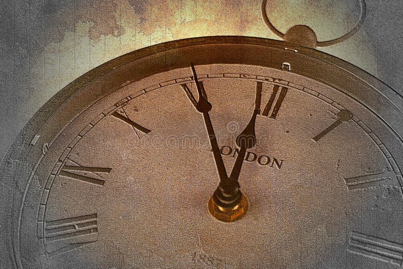 Reloj Retro Con Cinco Minutos Antes De Doce Foto de archivo - Imagen de ...