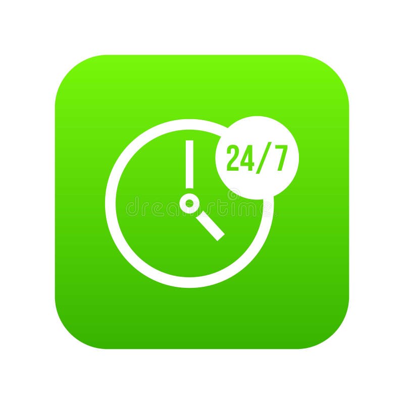 Reloj 24 Verde Digital De 7 Iconos Ilustración del Vector - Ilustración ...