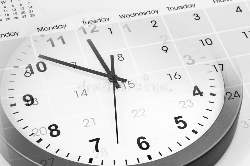Reloj y calendario imagen de archivo. Imagen de cita - 80693853