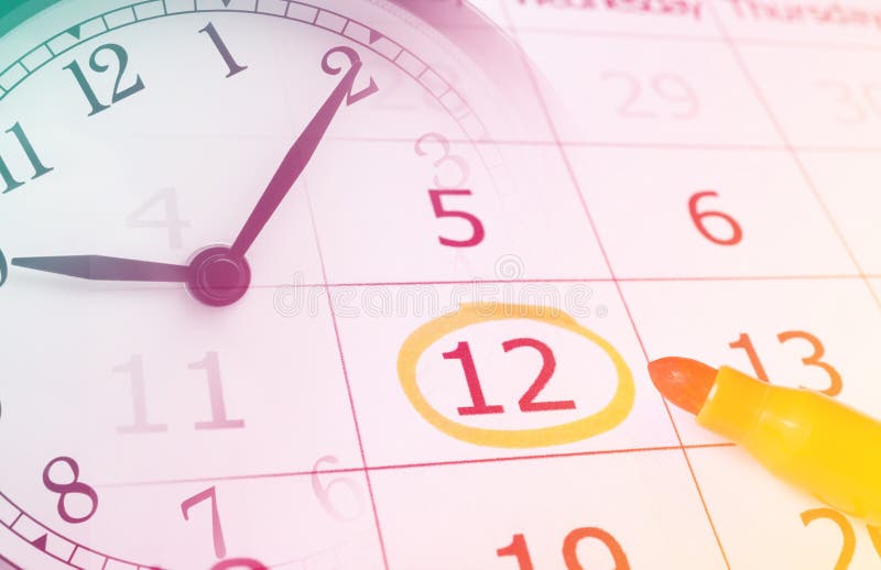 Reloj Y Calendario Con Fecha Marcada Imagen de archivo - Imagen de hora ...