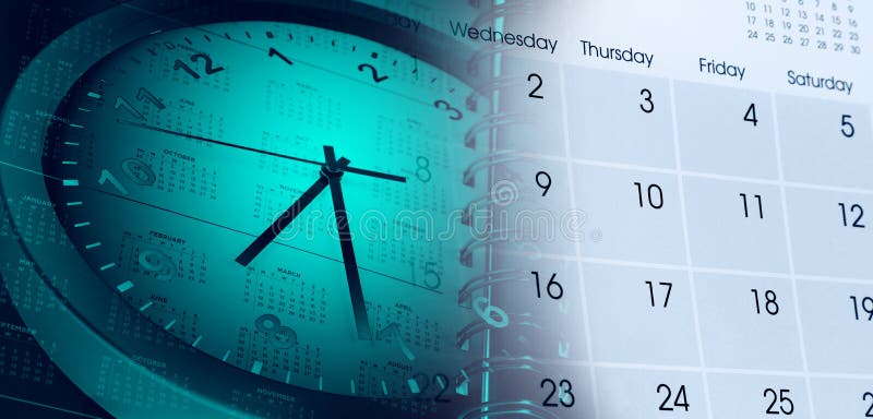 Reloj y calendarios imagen de archivo. Imagen de calendarios - 77629321