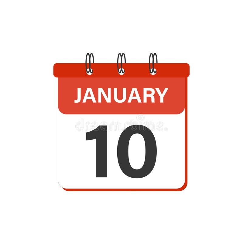 Daily Remainder January 10 Date Icon Design in Red Colour Stock Vector ...