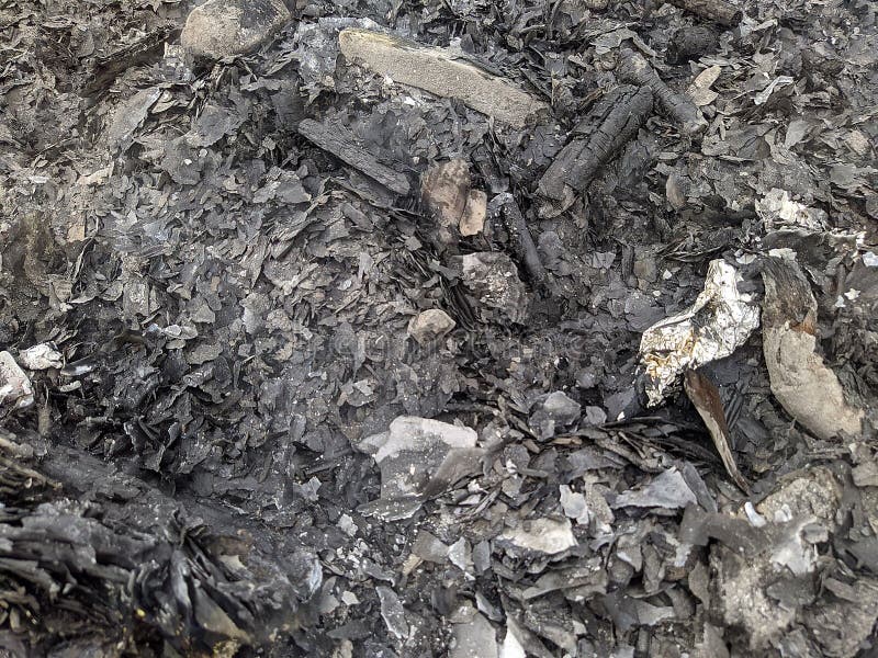 Remaining Ashes from a Fire on the Street in the Daytime Stock Image ...