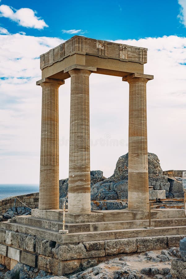 Remaining Columns of the Temple of Athena Lindia Stock Image - Image of ...
