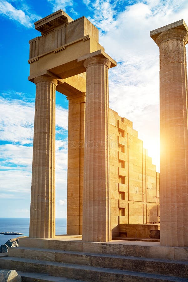 Remaining Columns of the Temple of Athena Lindia Stock Image - Image of ...