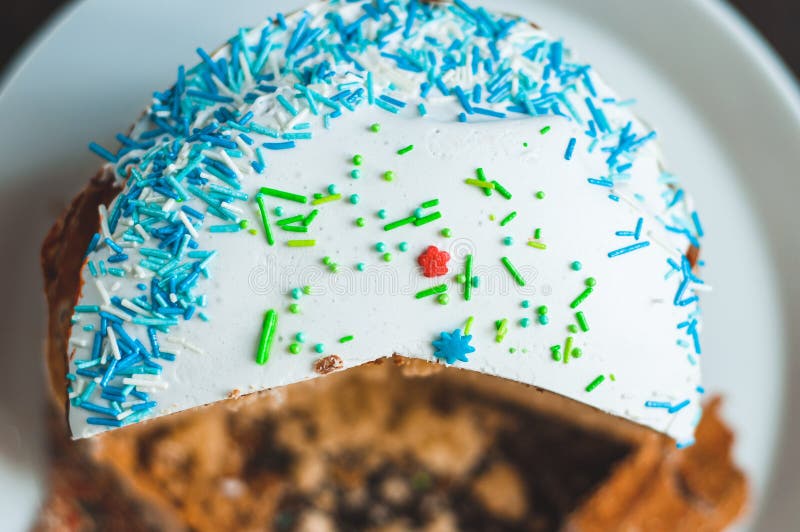 The Remaining Large Half of Easter Cake is a Top View Stock Image ...