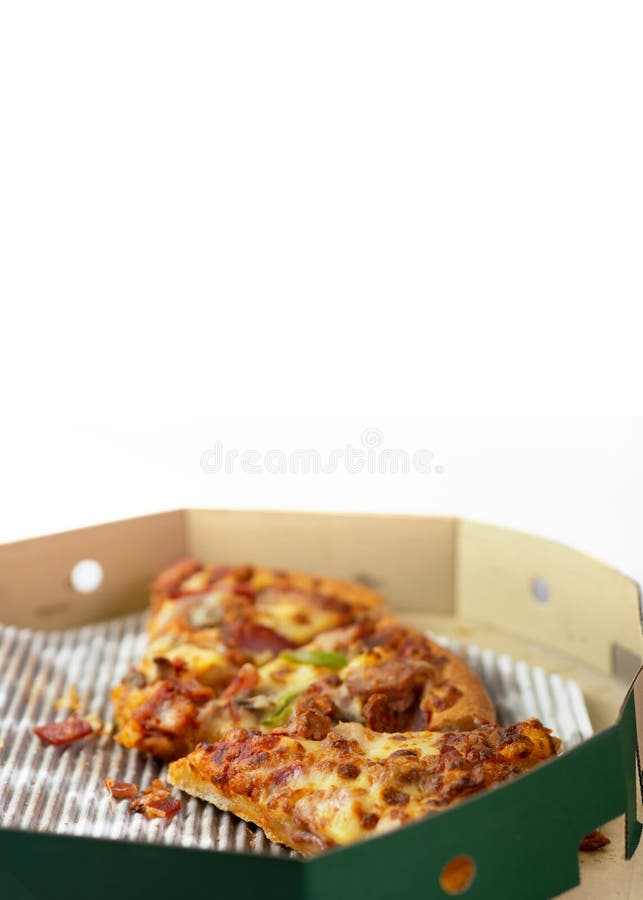 The Remaining Pizza is in the Box.Empty Pizza Box with Three Slice ...