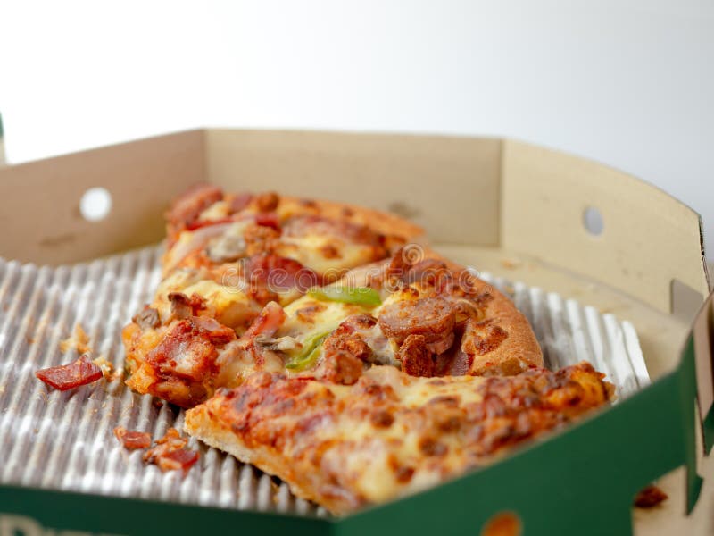 The Remaining Pizza is in the Box.Empty Pizza Box with Three Slice ...