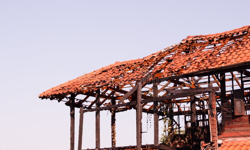 The Remaining Ruins of the Fire. Stock Photo - Image of disaster, house ...