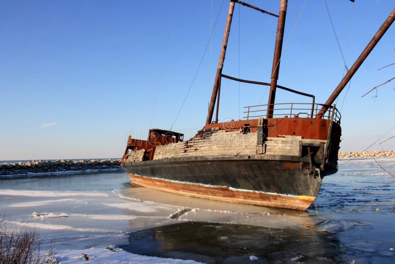 Remaining of a Ship after Fire. Stock Photo - Image of navigation ...