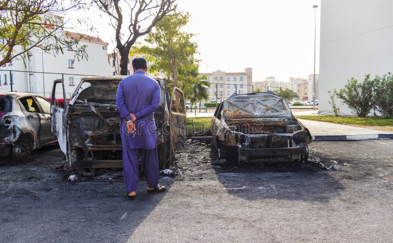 Remains of a Car and Van Destroyed by Fire Accident Stock Image - Image ...