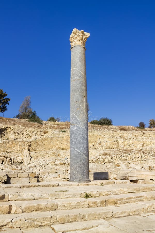 Remains of Column with Chapiter in the Ruins of the Ancient City Stock ...