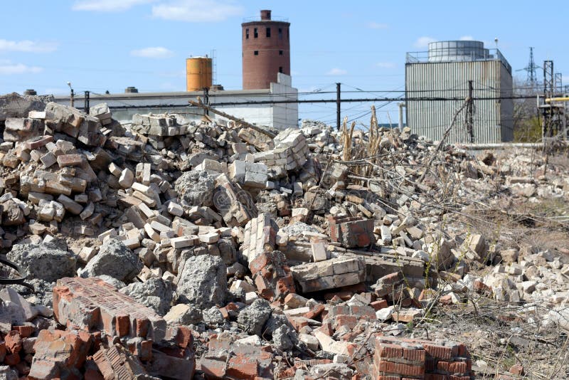 The Remains of a Completely Destroyed Factory Stock Image - Image of ...