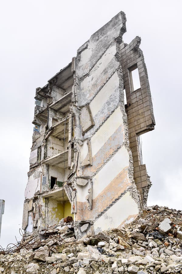 The Remains of Concrete Walls of the Building after the Explosion ...