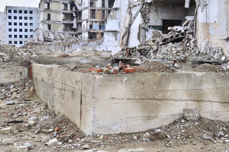 Remains of the Destroyed Industrial Building. the Skeleton of a Large ...