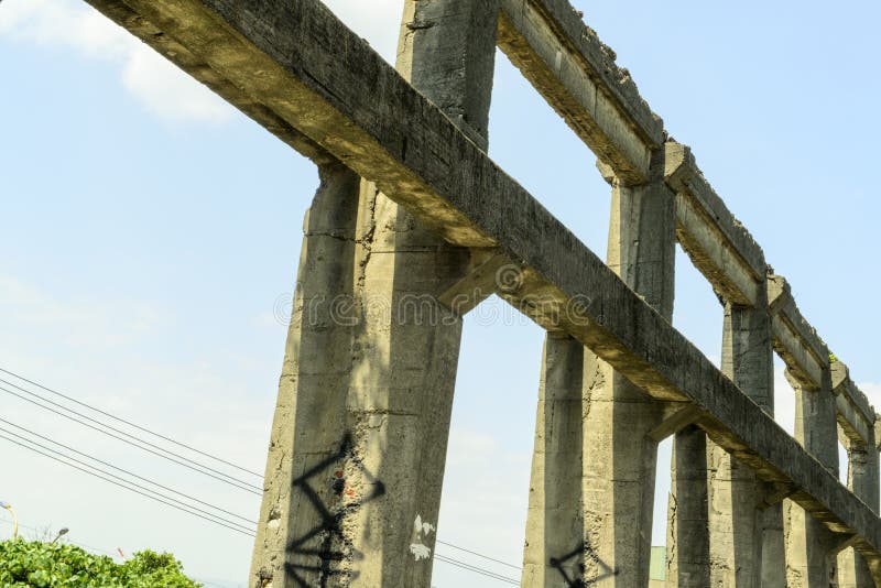 Remains of the Destroyed Industrial Building. Stock Image - Image of ...