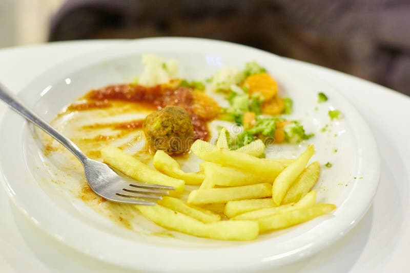 The Remains of Food on a Plate in a Fast Food Restaurant Stock Photo ...