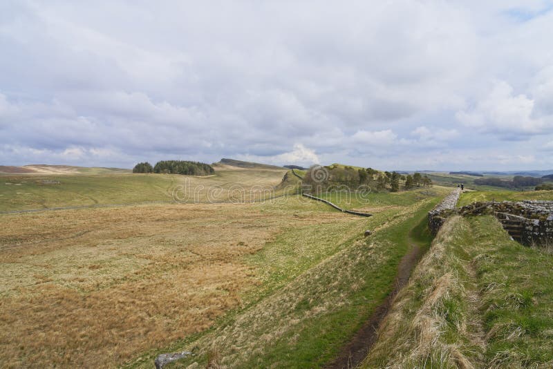 The Remains of Hadrians Wall Under a Grey Sky Stock Photo - Image of ...
