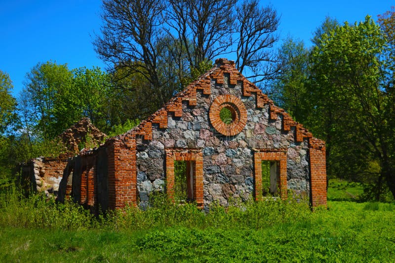 Remains of an Old House with Red Bricks after the War Stock Photo ...