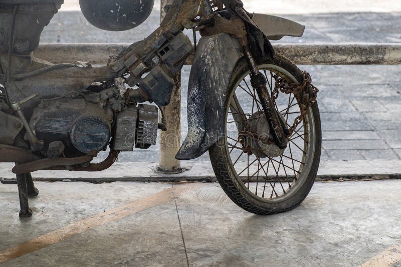 The Remains of an Old, Non-Functional Motorcycle Parked in a Motorcycle ...