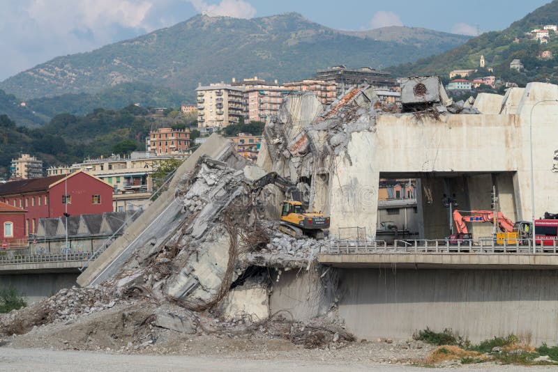 The Collapse of the Morandi Bridge in Genoa on August 14, 2018 ...