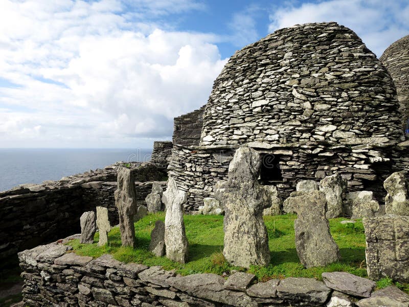 Remains of the Skellig Michael Monastery on Skellig Michael, Ireland ...