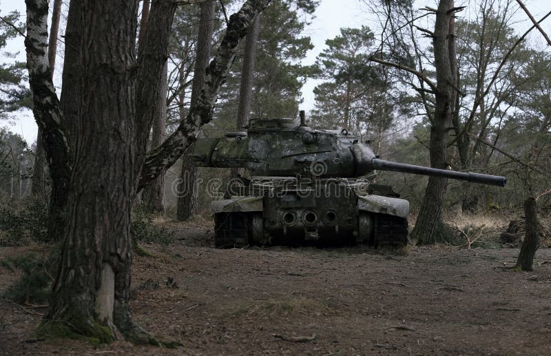 Remains of a Tank from the Second World War in a Forest in Germany ...