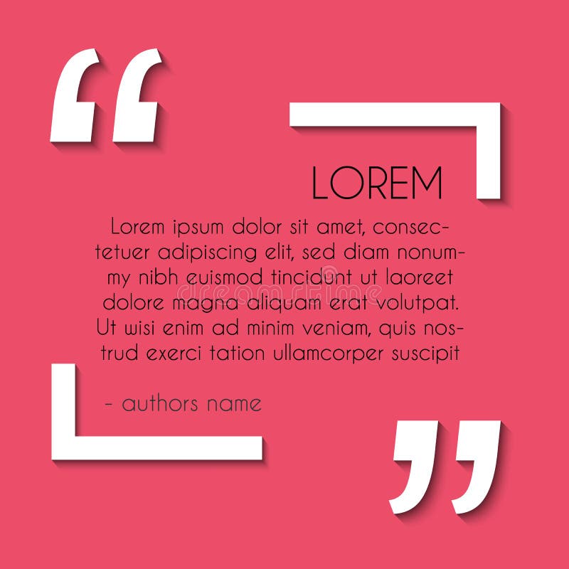 Remark Quote Text Box Poster Template Concept. Citation Frame Stock ...
