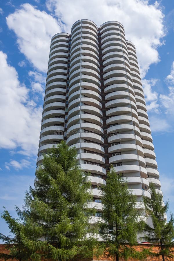 High cylindrical building stock photo. Image of residential - 13604914